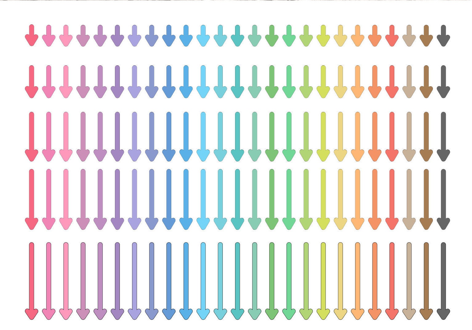 Rainbow Skinny Arrow/printable Planner Stickers/printable Arrow Doodles ...
