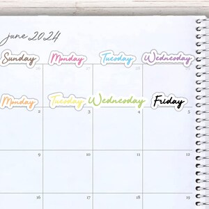 Days of the Week Script Stickers/printable Planner Stickers/erin ...