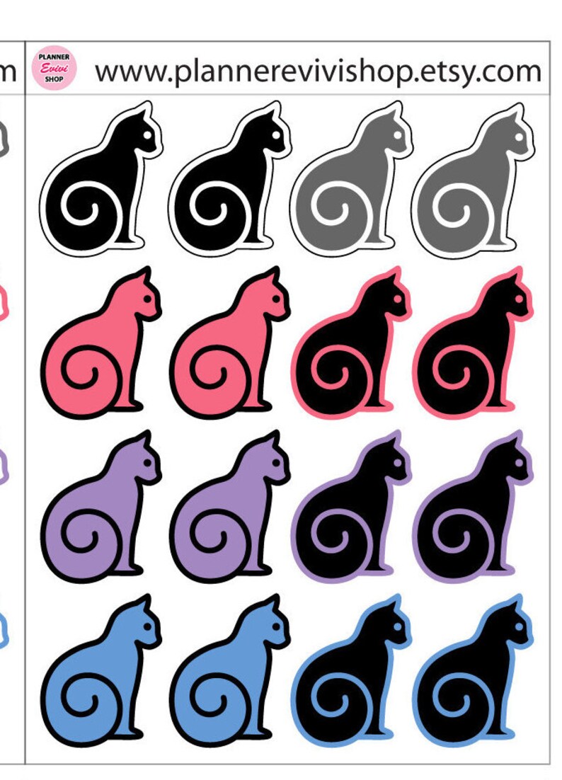 Printable Cat Stickers 64 Pieces Perfect for Planners and - Etsy