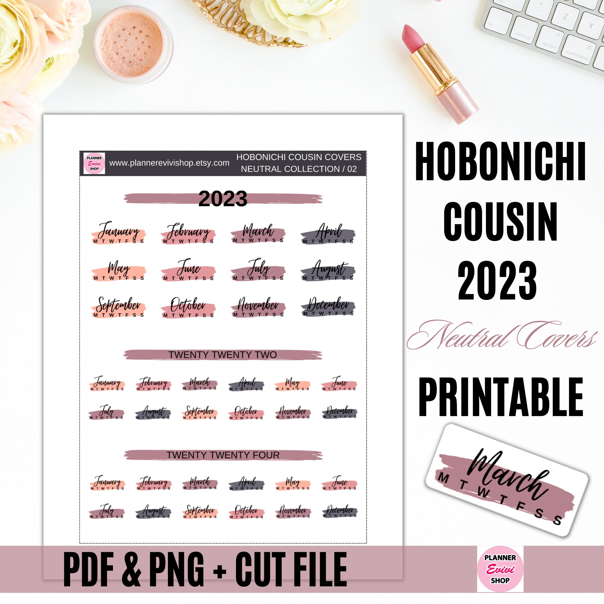 HOBONICHI COUSIN A5 2023 Neutral Covers Printable/months of the Year ...