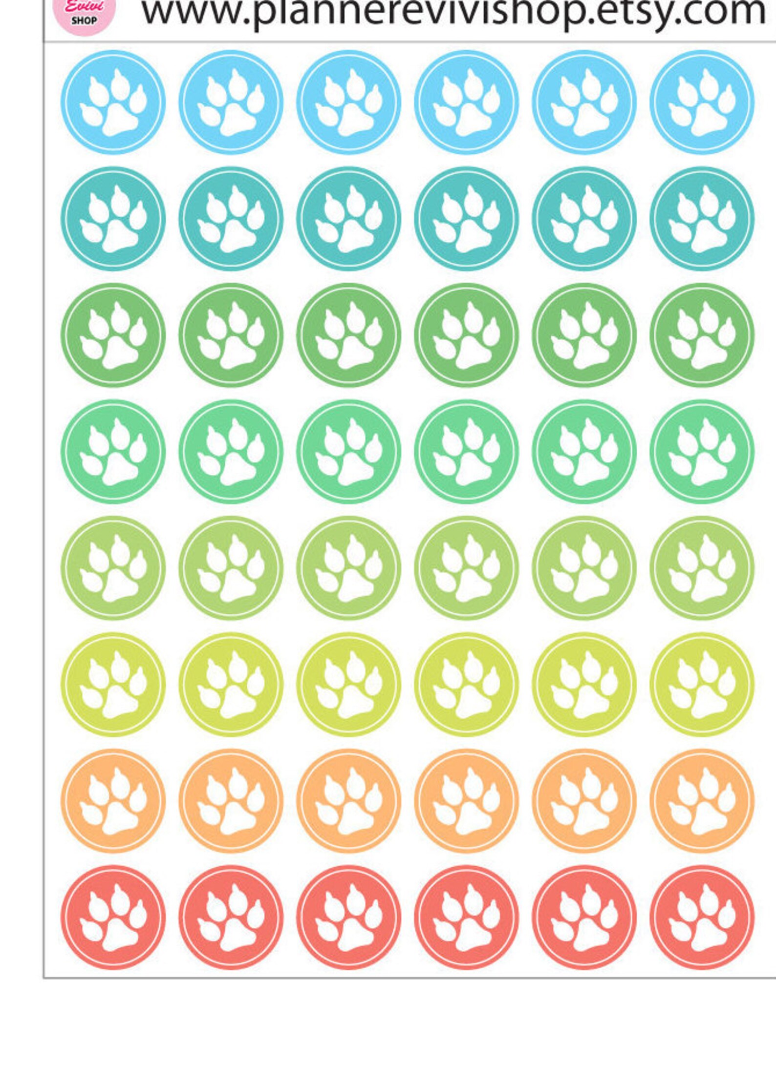 Dog Icon Stickers Printable Planner Stickers Paw Print - Etsy