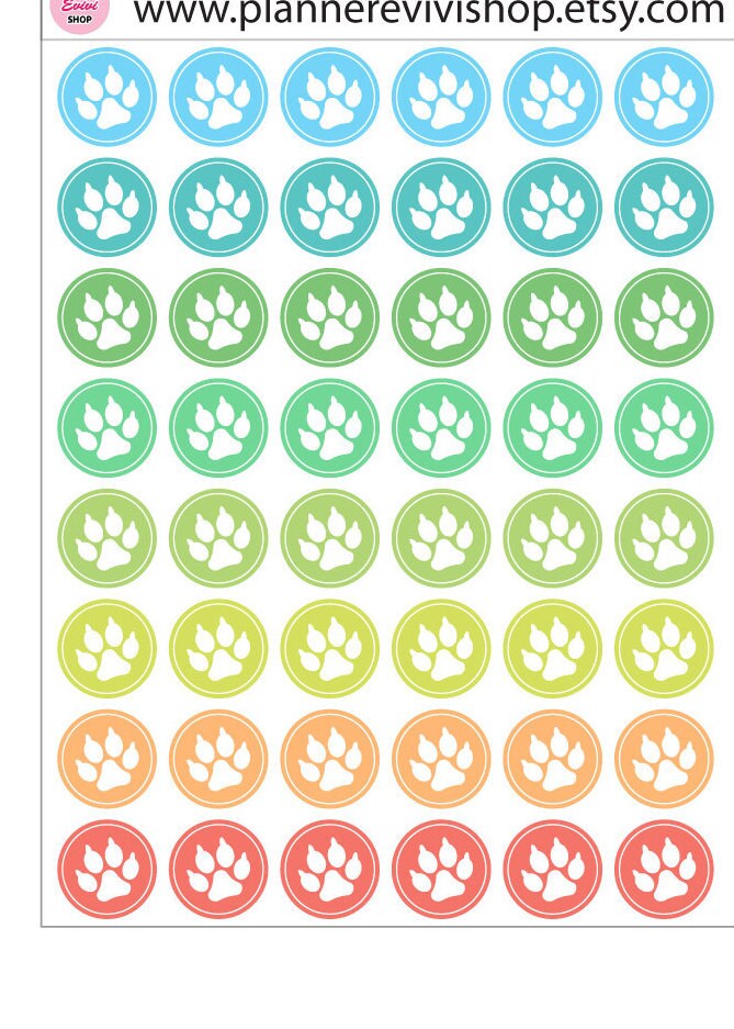 Dog Icon Stickers Printable Planner Stickers Paw Print - Etsy