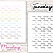 Days of the Week Script Stickers/printable Planner Stickers/erin ...
