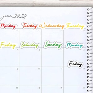 Days of the Week Script Stickers/printable Planner Stickers/erin ...