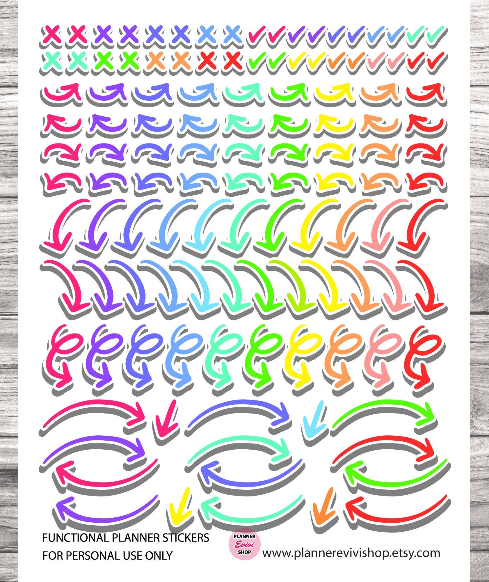 Hand Drawn Arrow Printable Planner Stickers/arrow Doodles Stickers/erin ...