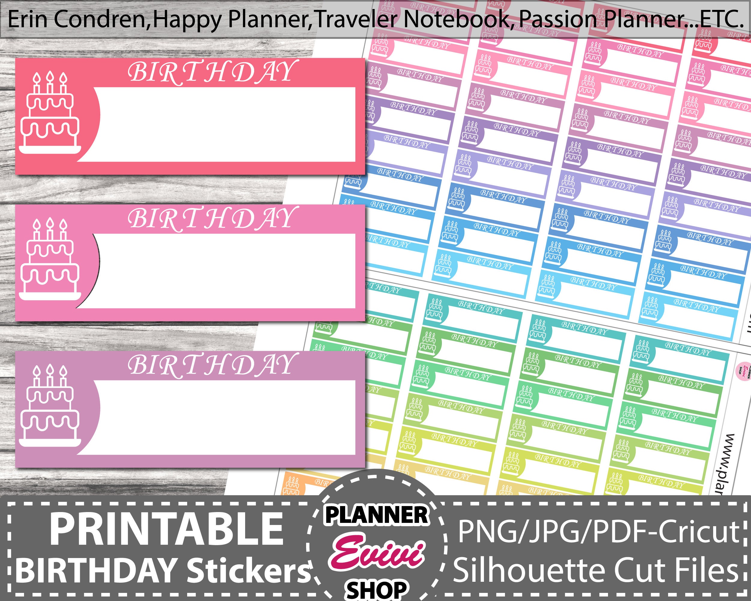 Birthday Planner Stickers Printable Birthday Planner - Etsy