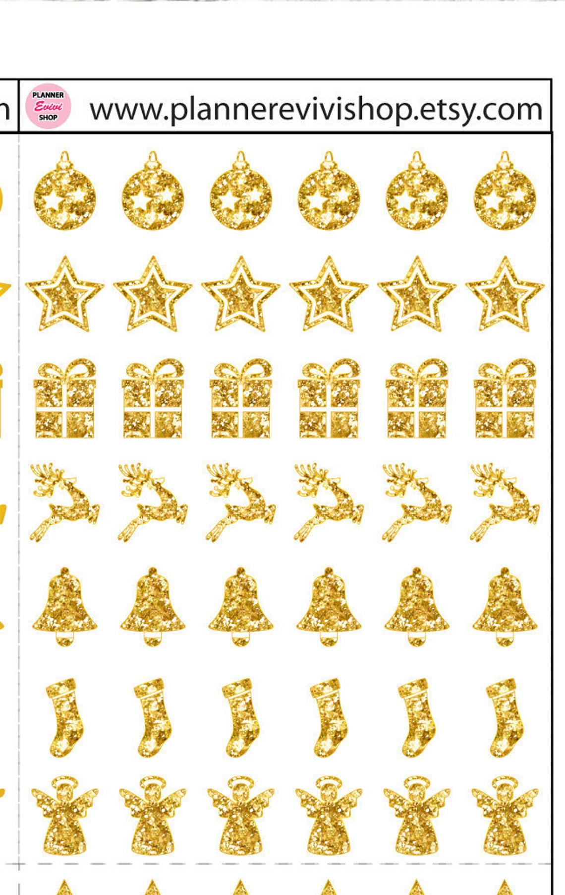 Gold Christmas Stickersprintable Planner Stickersholiday - Etsy