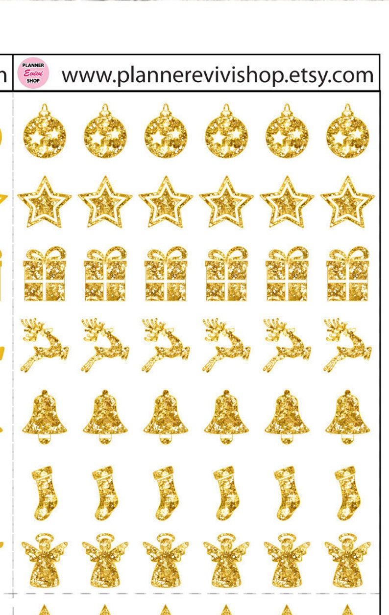 Gold Christmas Stickers,printable Planner Stickers,holiday Stickers ...