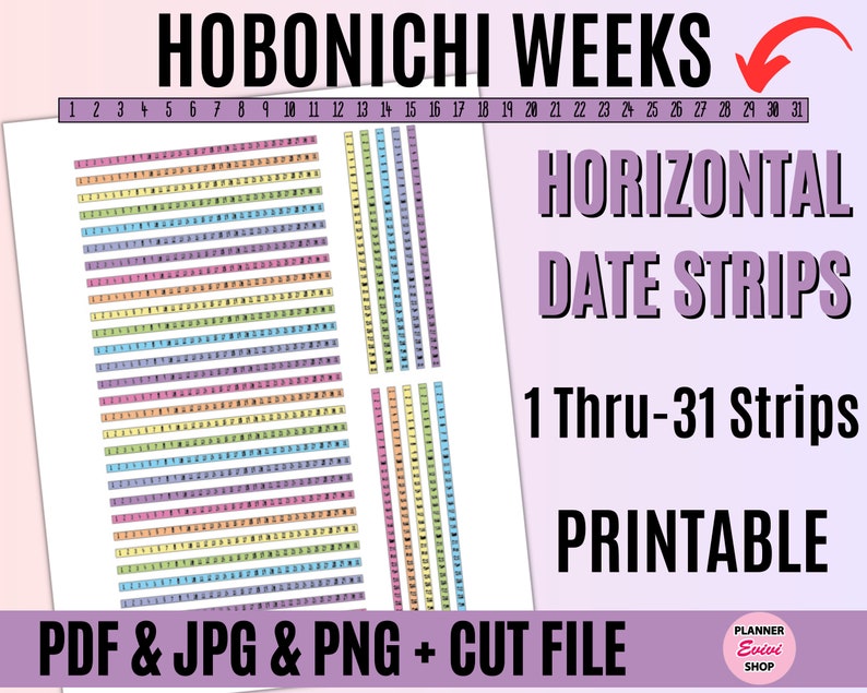 Hobonichi Weeks Date Strips, 1 Thru-31 Strips, Printable Planner ...