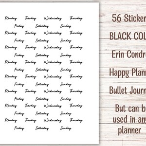 Days of the Week Script Stickers/printable Planner Stickers/erin ...