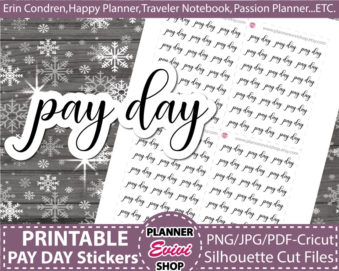 Pay Day Printable Planner Stickers, Budget Stickers for Journals ...