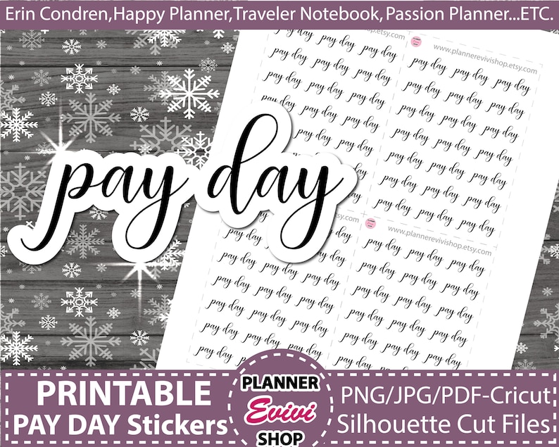 Pay Day Printable Planner Stickers, Budget Stickers for Journals ...