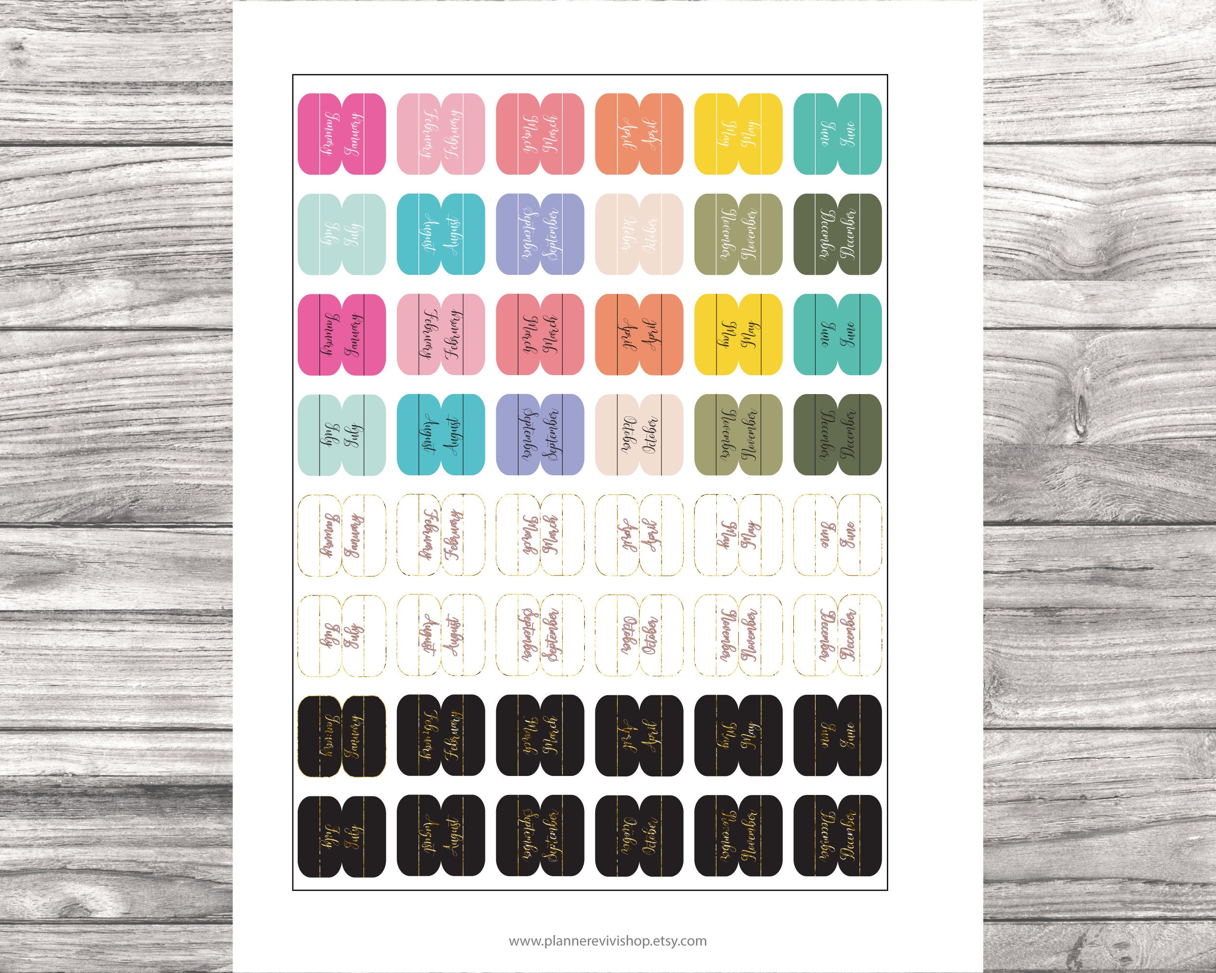 Passion Planner Sticker, Passion Planner Month Tabs Large, Printable ...