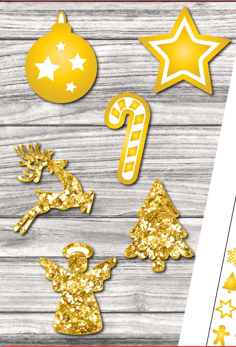Gold Christmas Stickers,printable Planner Stickers,holiday Stickers ...