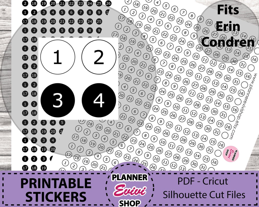 Date Dot Printable Planner Stickers,erin Condren Planner Stickers,happy ...