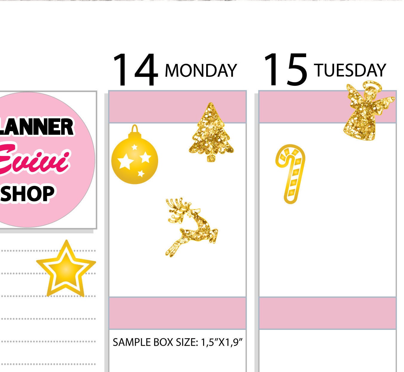 Gold Christmas Stickers,printable Planner Stickers,holiday Stickers ...