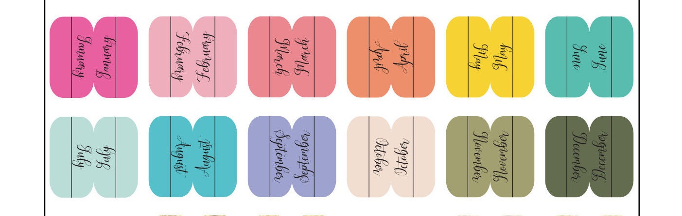 Passion Planner Sticker, Passion Planner Month Tabs Large, Printable ...