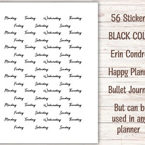 Days of the Week Script Stickers/printable Planner Stickers/erin ...