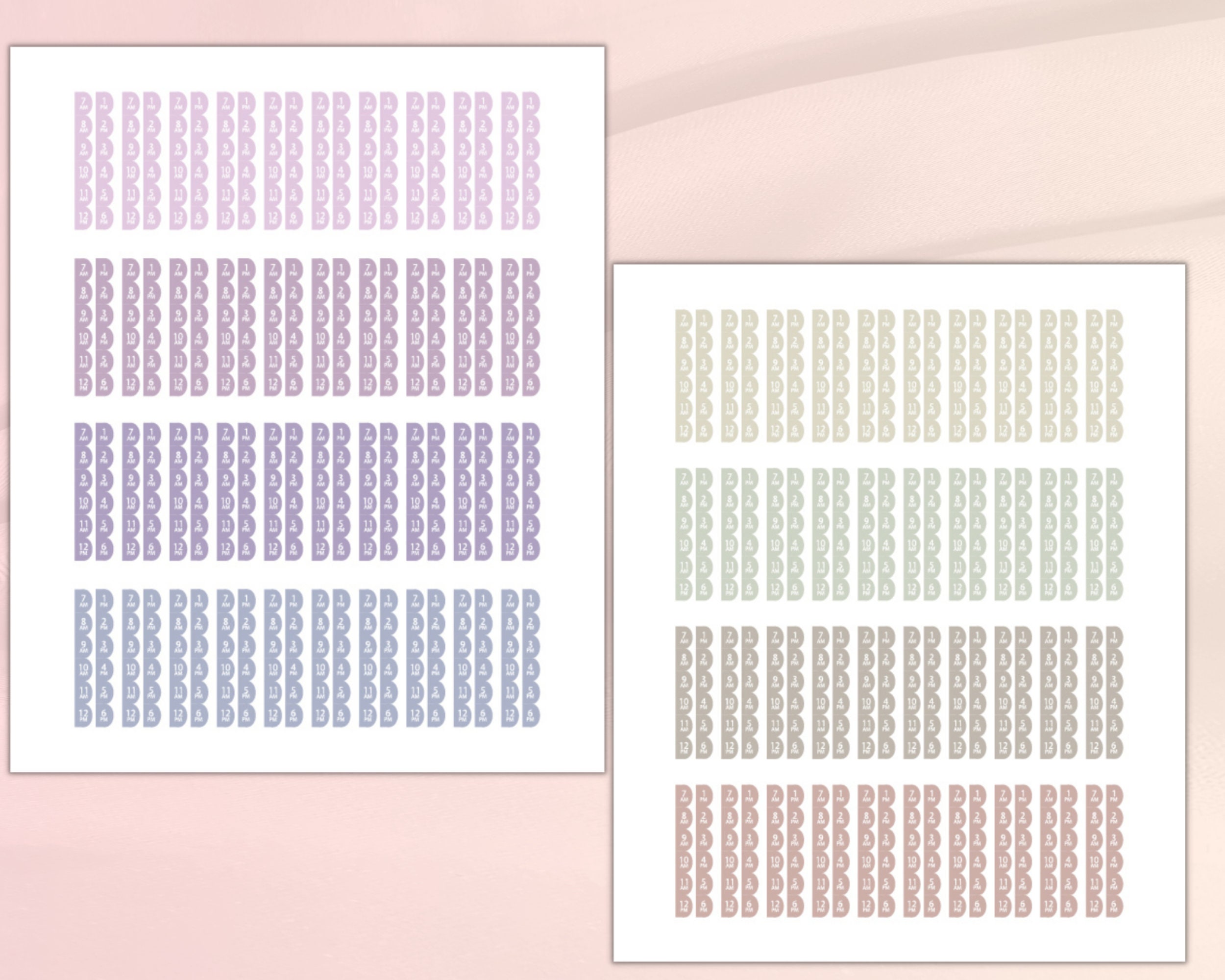 Hourly Time Strips Printable Planner Stickers/7am to 6pm/time of Day ...