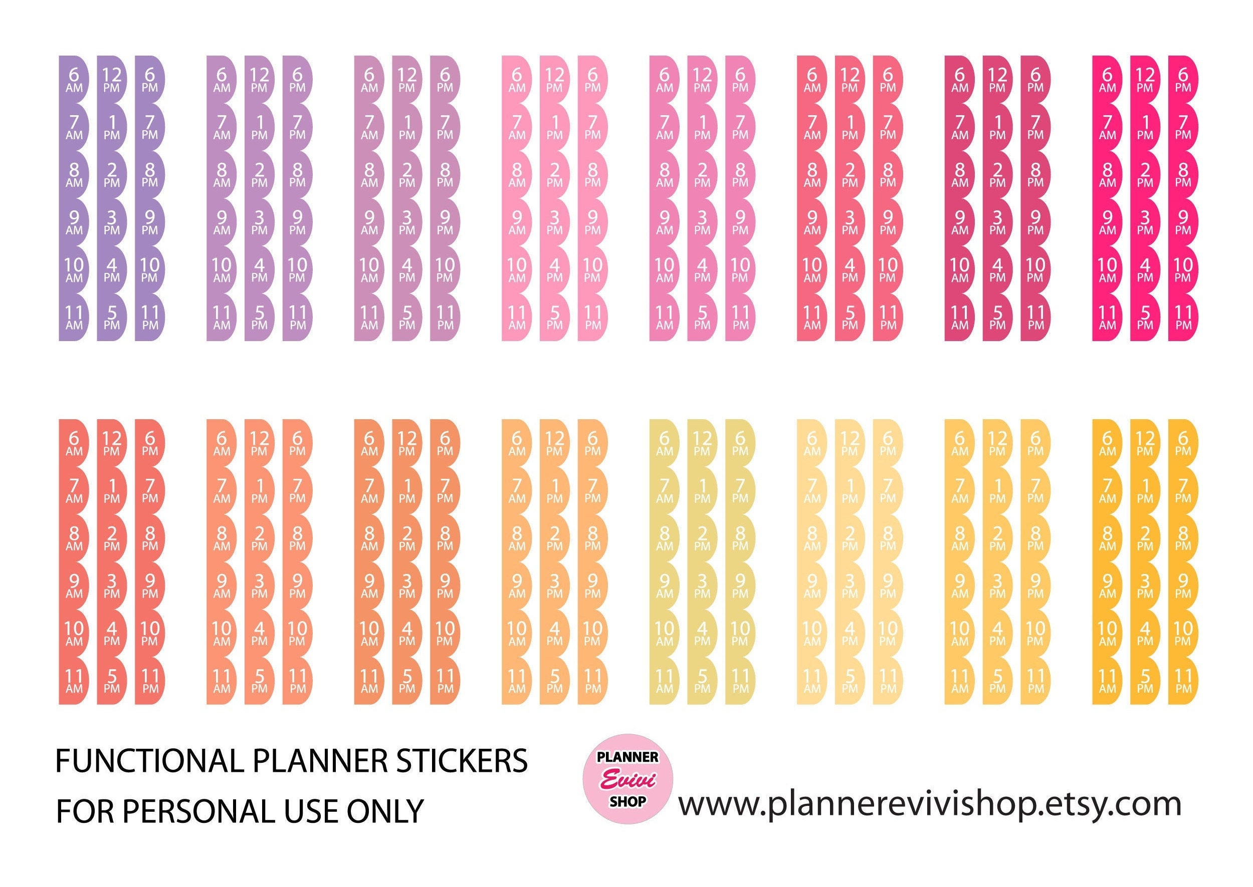 Hour Strips-printable Planner Stickers, Erin Condren,happy Planner ...