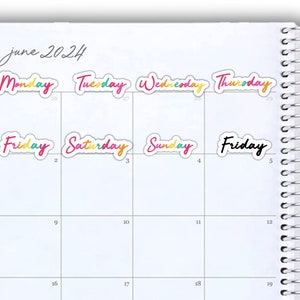 Days of the Week Script Stickers/printable Planner Stickers/erin ...