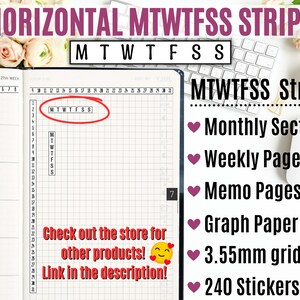Hobonichi Weeks Horizontal MTWTFSS Strips/printable Planner Stickers ...