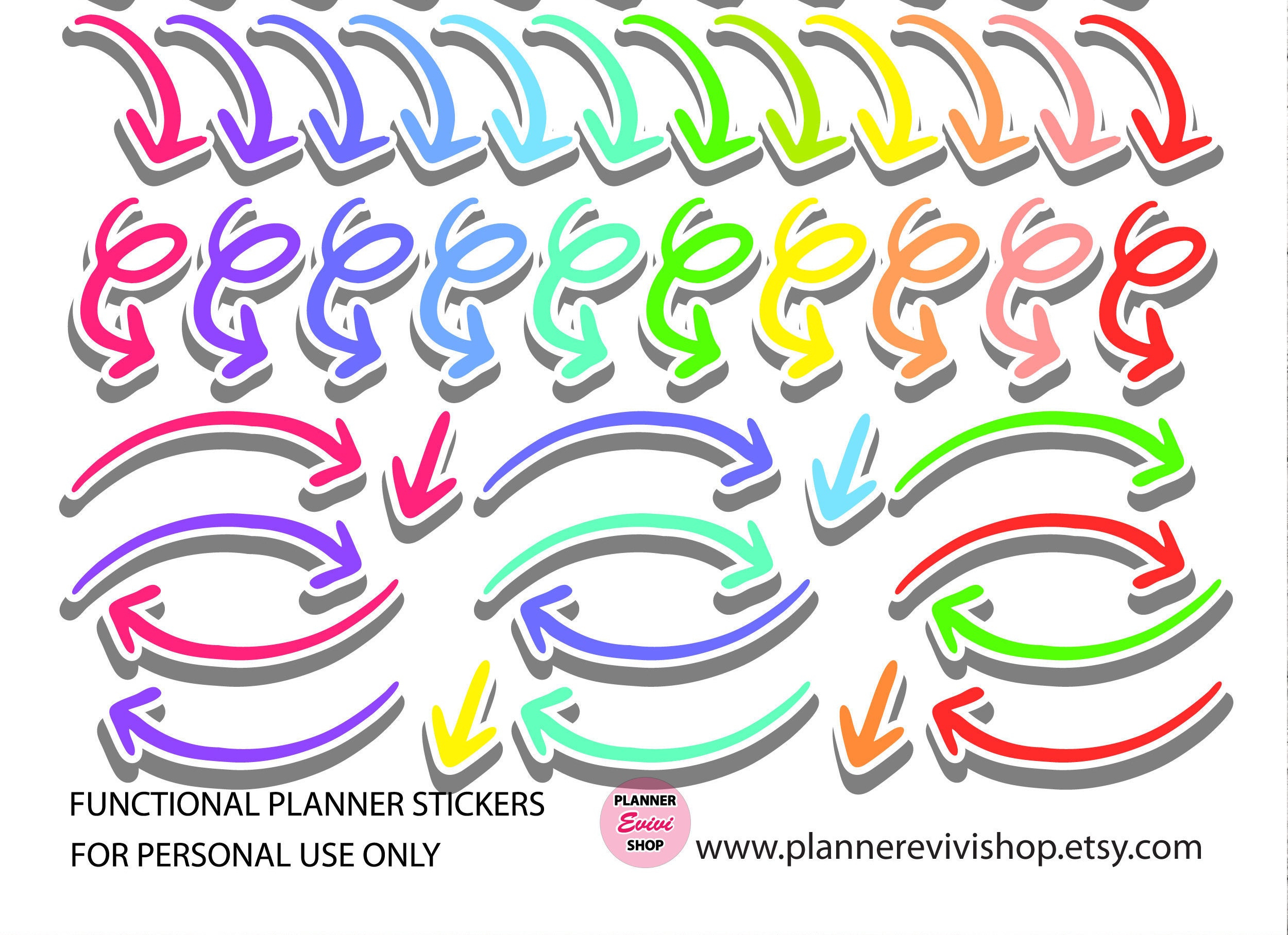 Hand Drawn Arrow Printable Planner Stickers/arrow Doodles Stickers/erin ...