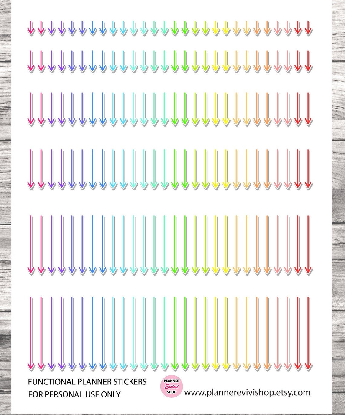 Rainbow Skinny Arrow/printable Planner Stickers/foiled Arrow Doodles ...