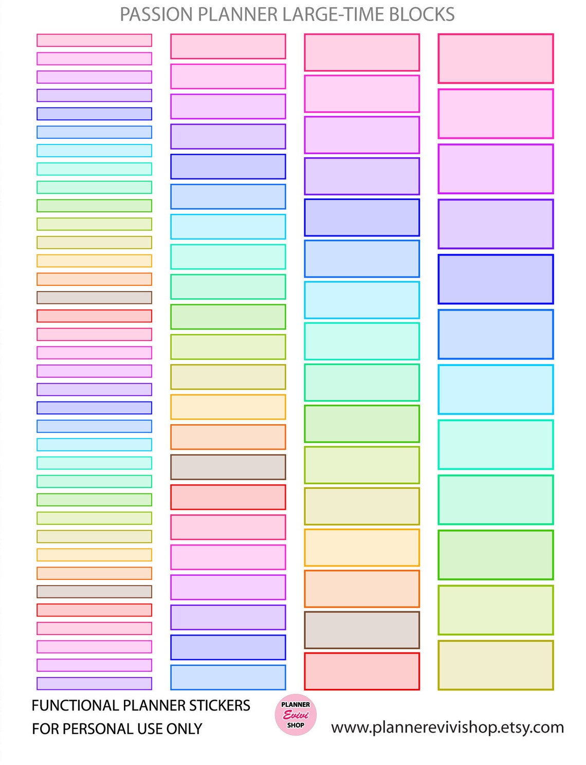 Passion Planner Stickerprintable Passion Planners Large Time - Etsy