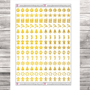 Gold Christmas Stickers,printable Planner Stickers,holiday Stickers ...