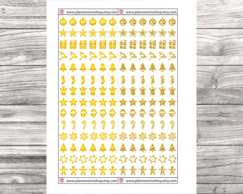 Gold Christmas Stickers,printable Planner Stickers,holiday Stickers ...