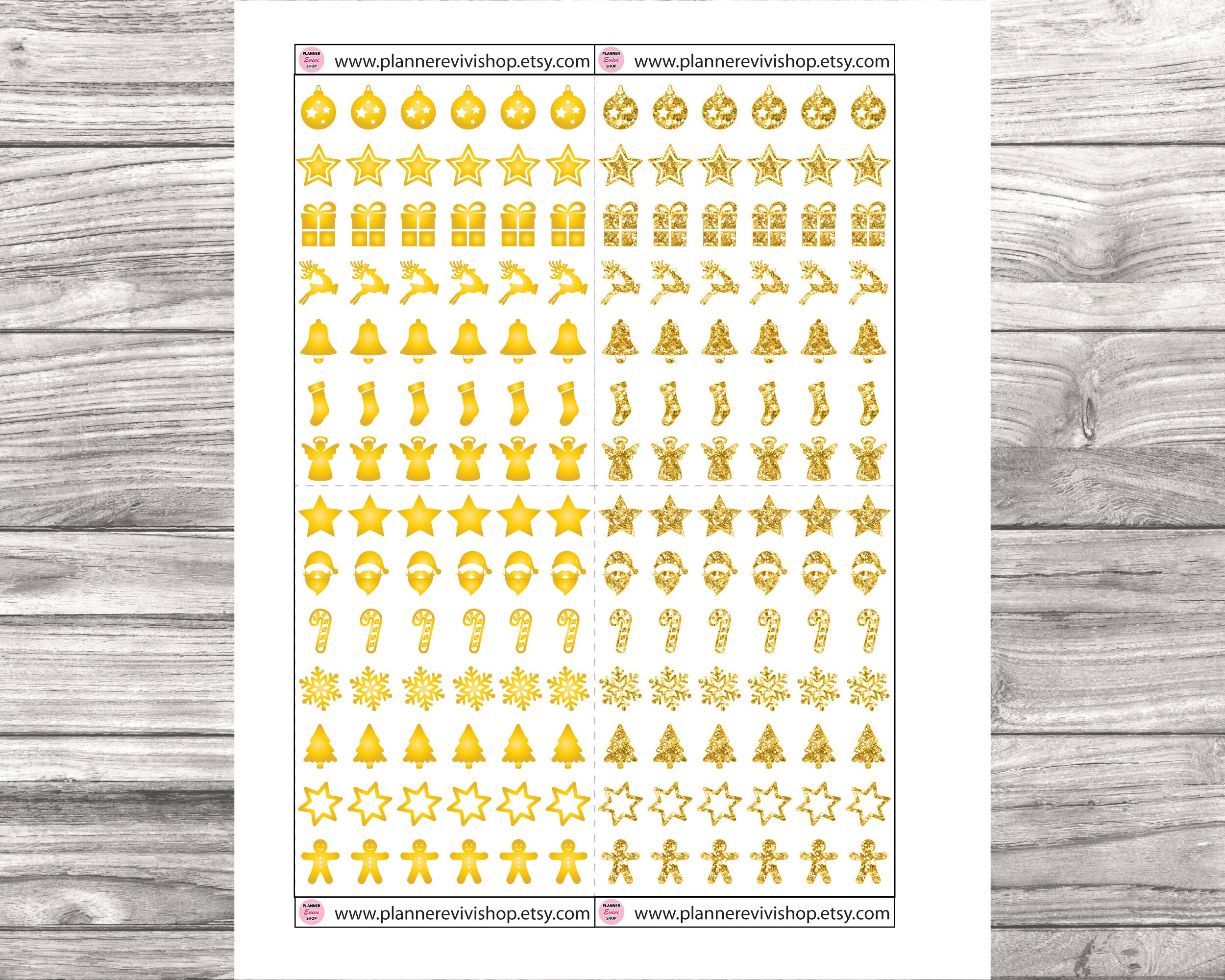 Gold Christmas Stickers,printable Planner Stickers,holiday Stickers ...