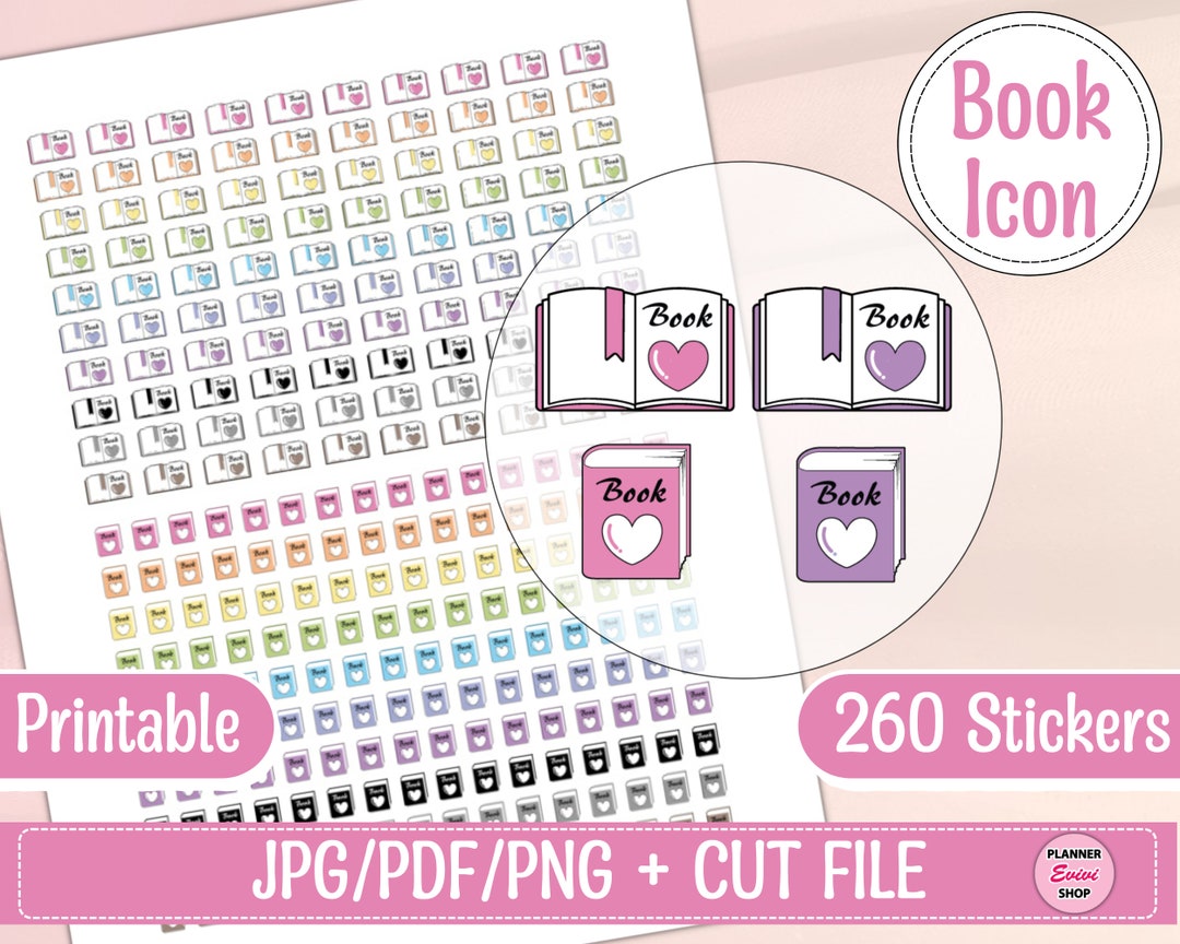 Printable Book Lover Stickers, PNG Stickers, Book Lover Icon Stickers ...