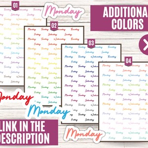 Days of the Week Script Stickers/printable Planner Stickers/erin ...