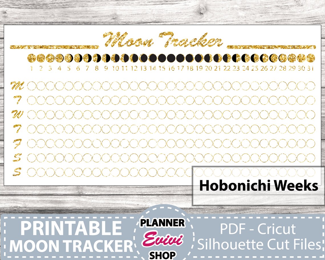Hobonichi Weeks Moon Phase Tracker,printable Planner Stickers,printable ...