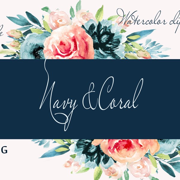 Coral and Navy - Etsy