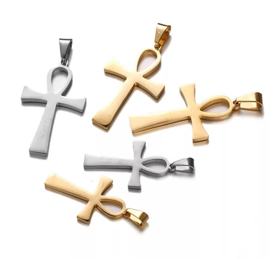Solid Ankh Pendants in Gold and Silver. Titanium Ankh Cross Pendants ...
