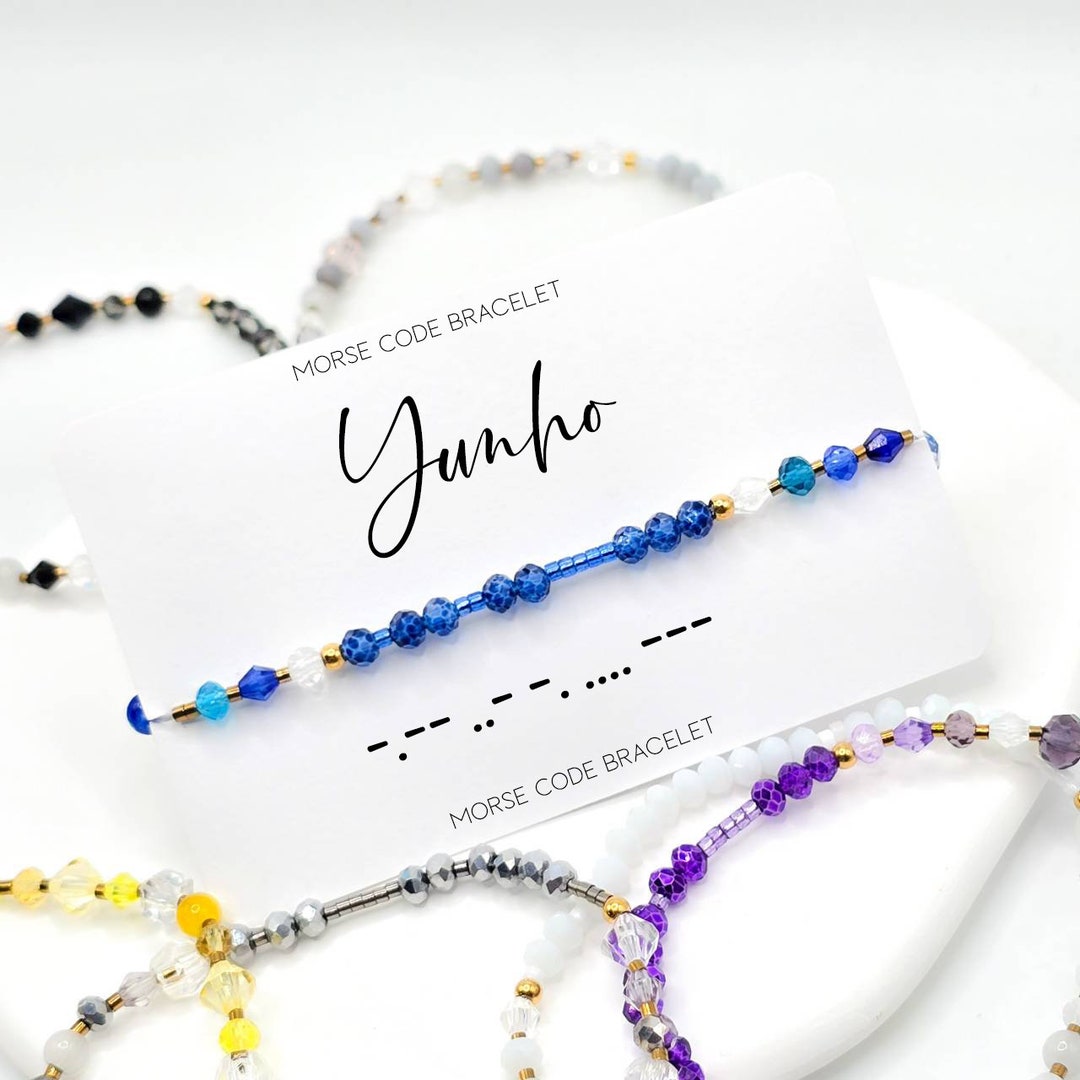 Atiny Bias Morse Code Bracelet - Fanmade KPOP Beaded Bracelet - Mic ...