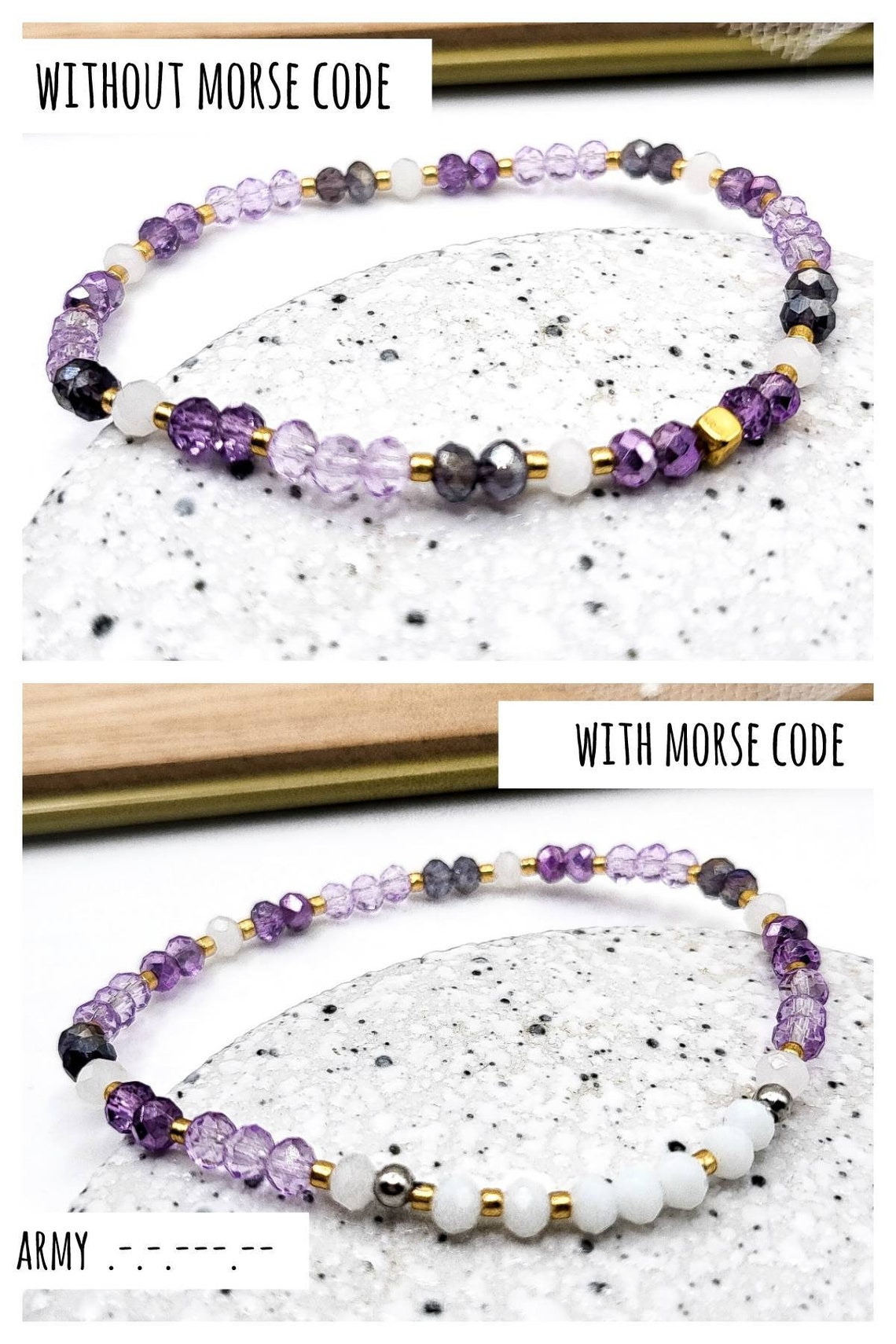 Custom Ateez Atiny Morse Code Beaded Bracelet Kpop Inspired | Etsy