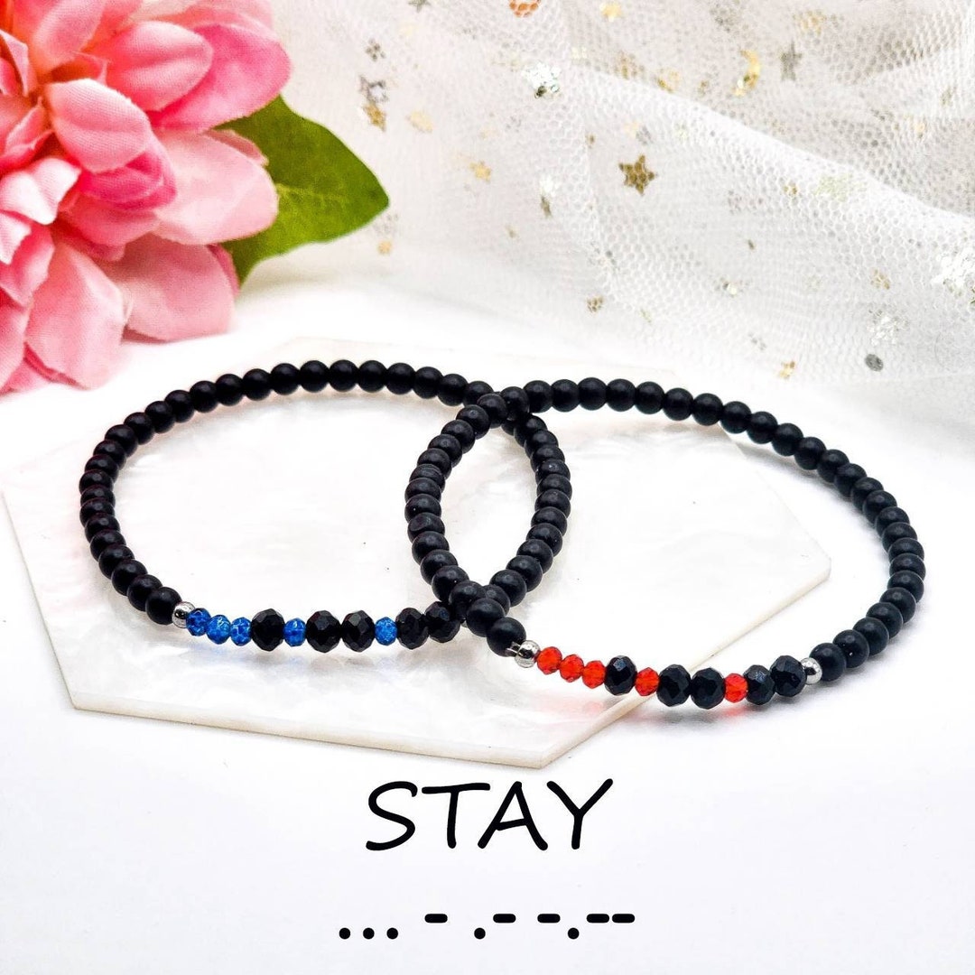 STAY Morse Code Bracelet: Dainty Hidden Message Bead Bracelet - Etsy
