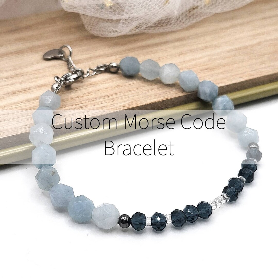 Custom Morse Code Bracelet Morse Code Beaded Bracelet Personalized Bead ...