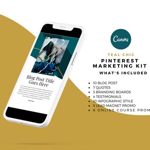 Teal Chic, Pinterest Marketing Kit, Pinterest Canva Templates, Canva ...