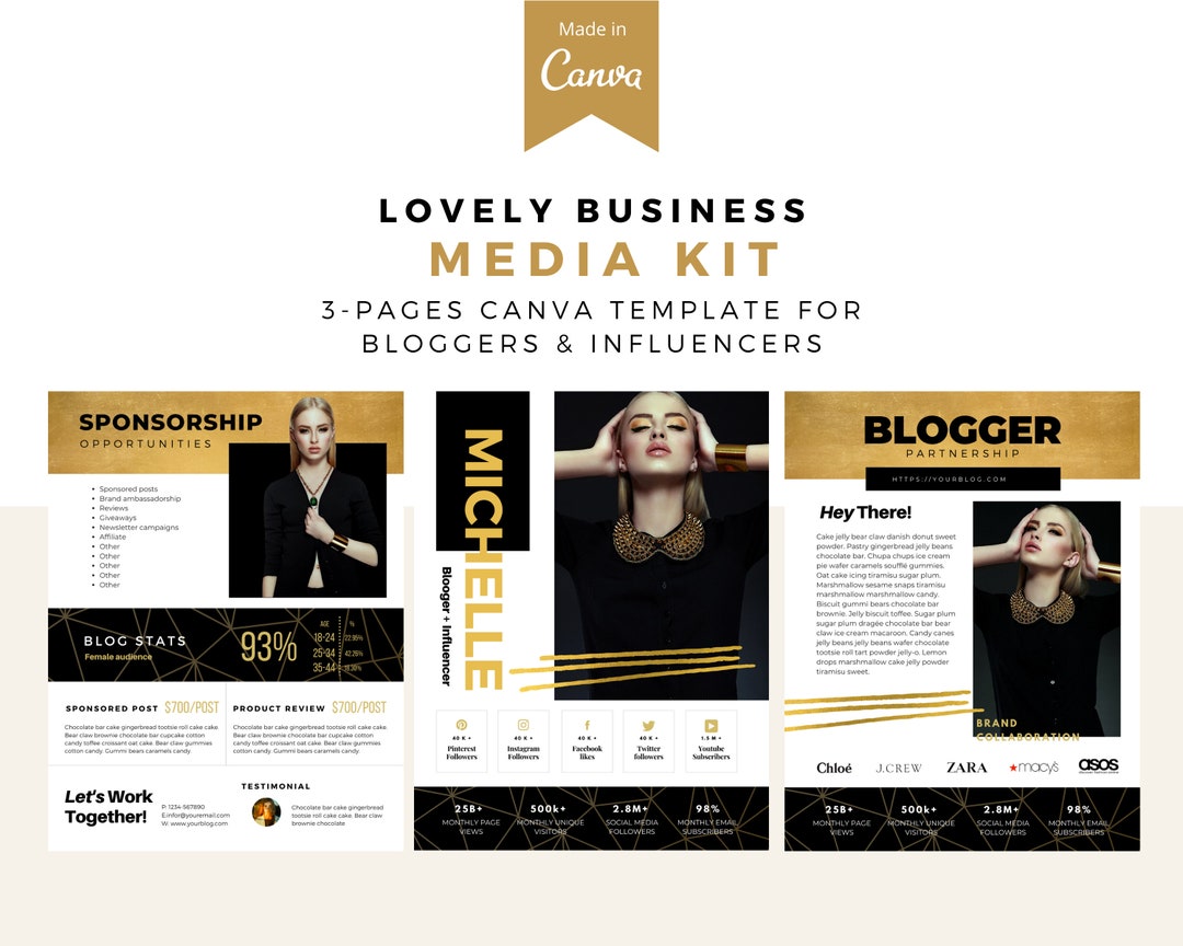 Lovely Business Media Kit Canva Template, Media Kit for Bloggers, Blog ...