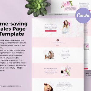 Pink, Canva Sales Page Template, Coaching Course Sales Page, Sales ...