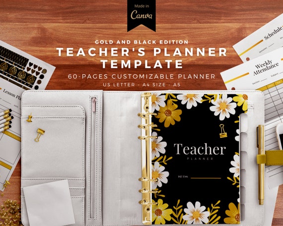 Teacher Planner Template Canva Template DIY Planner - Etsy