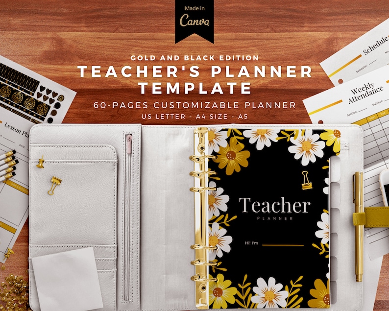 Teacher Planner Template Canva Template DIY Planner - Etsy
