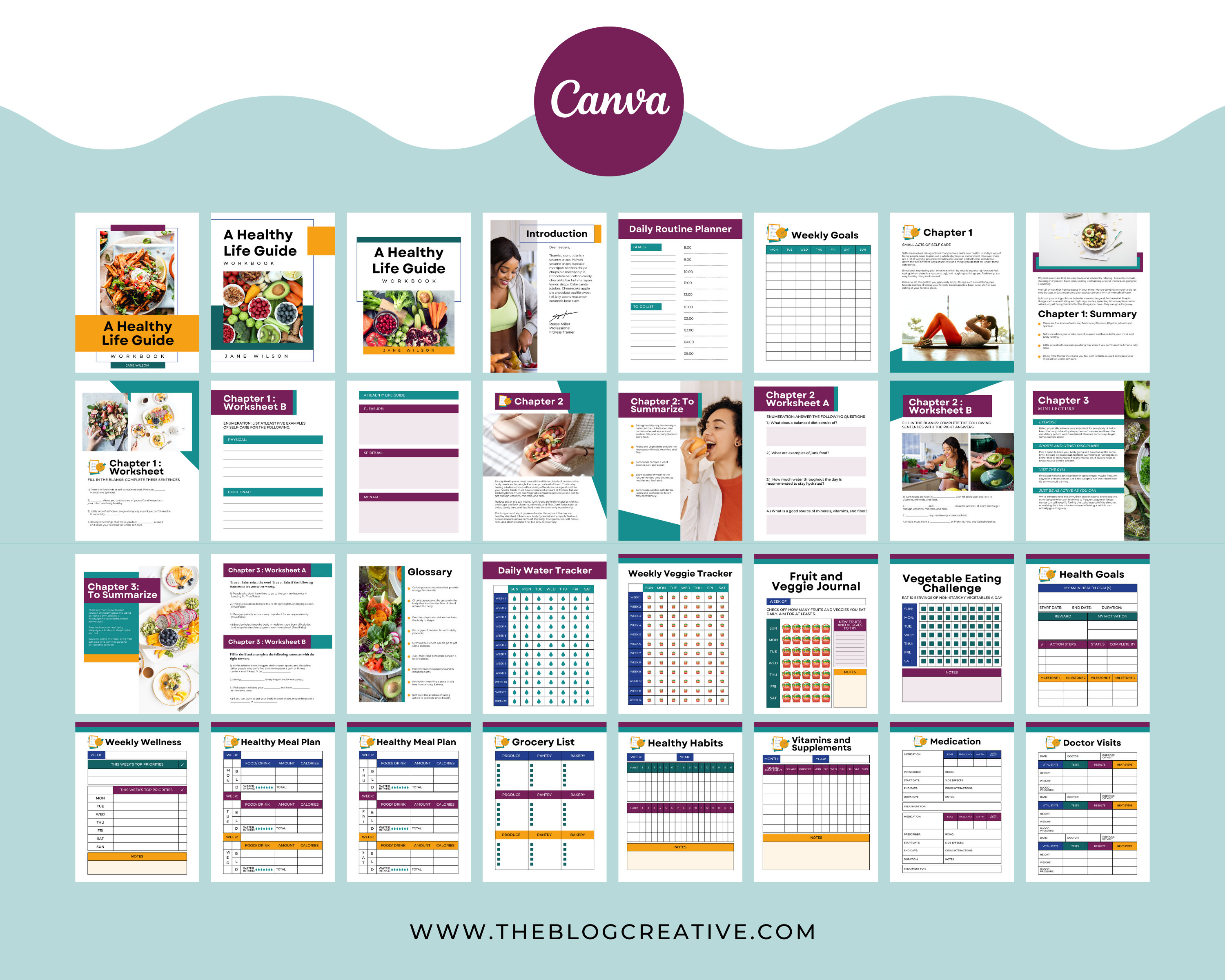 Health Canva Workbook Template Health and Wellness Canva - Etsy