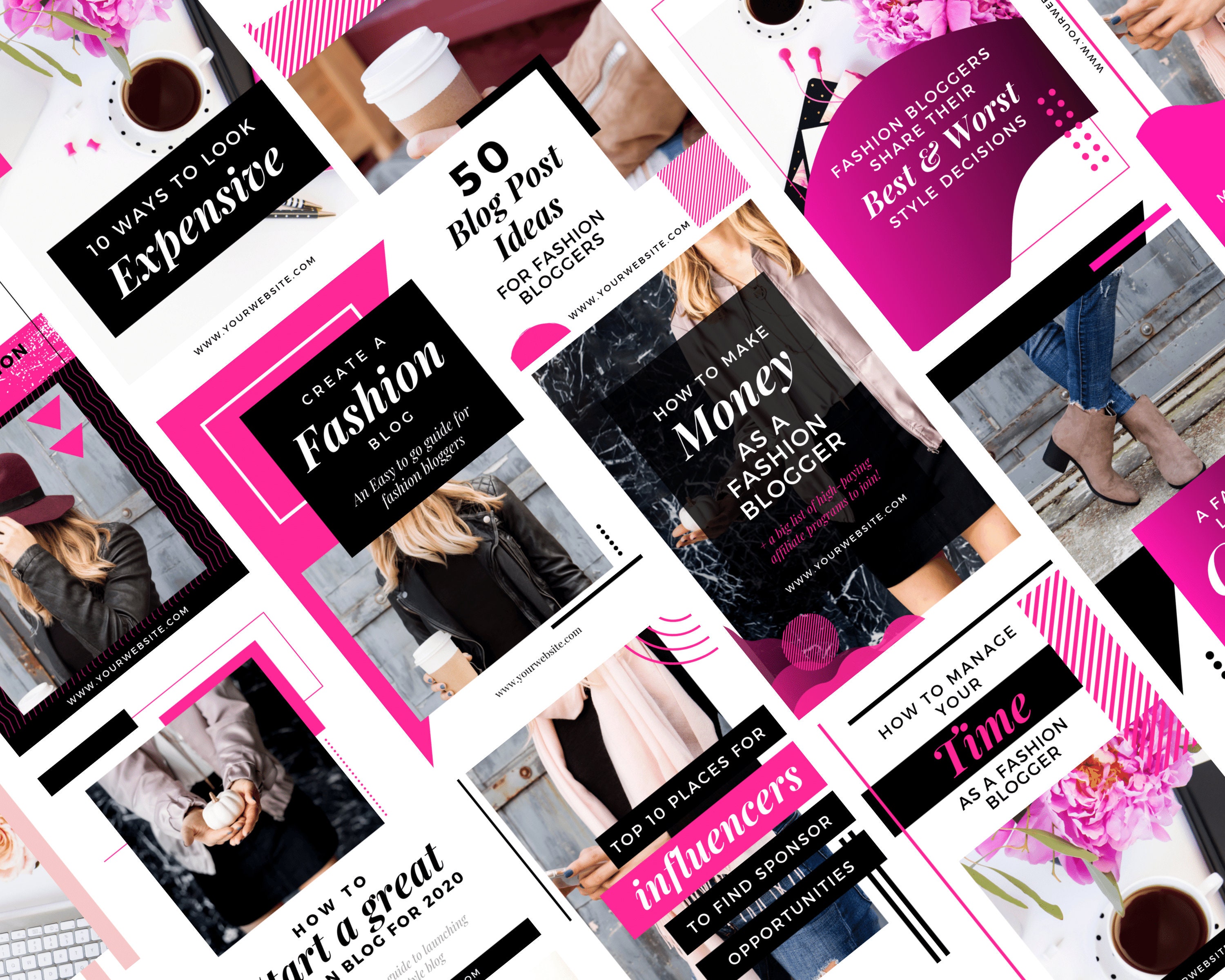 Fashion Blogger Pinterest Templates for Canva. Fashion | Etsy