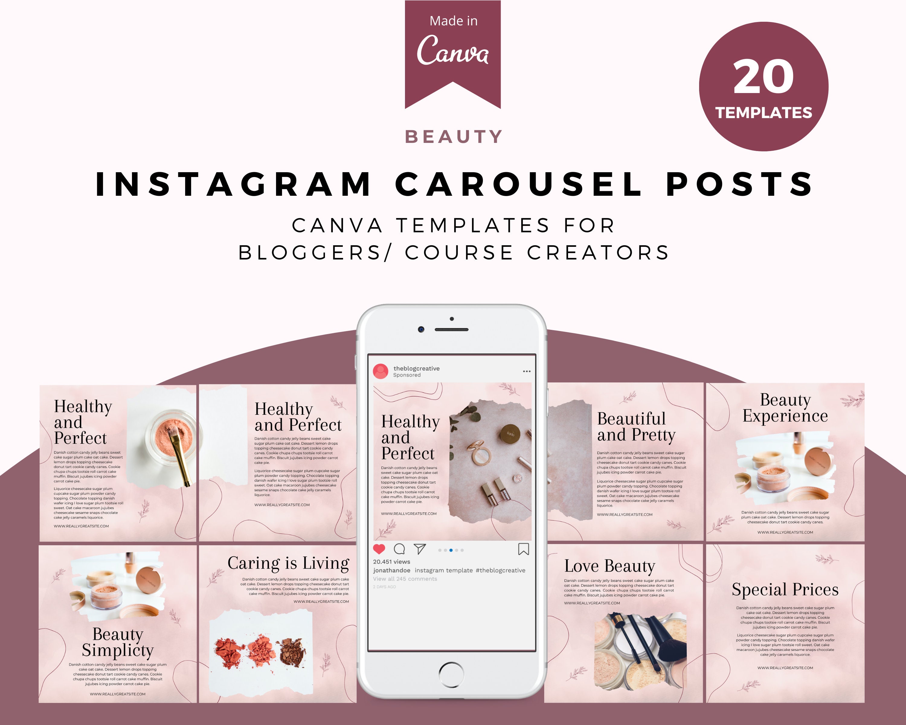 Beauty Instagram Carousel Template Instagram Post Instagram - Etsy