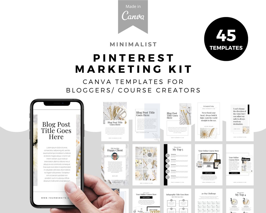 Minimalist Pinterest Marketing Kit, Pinterest Canva Templates, Canva ...